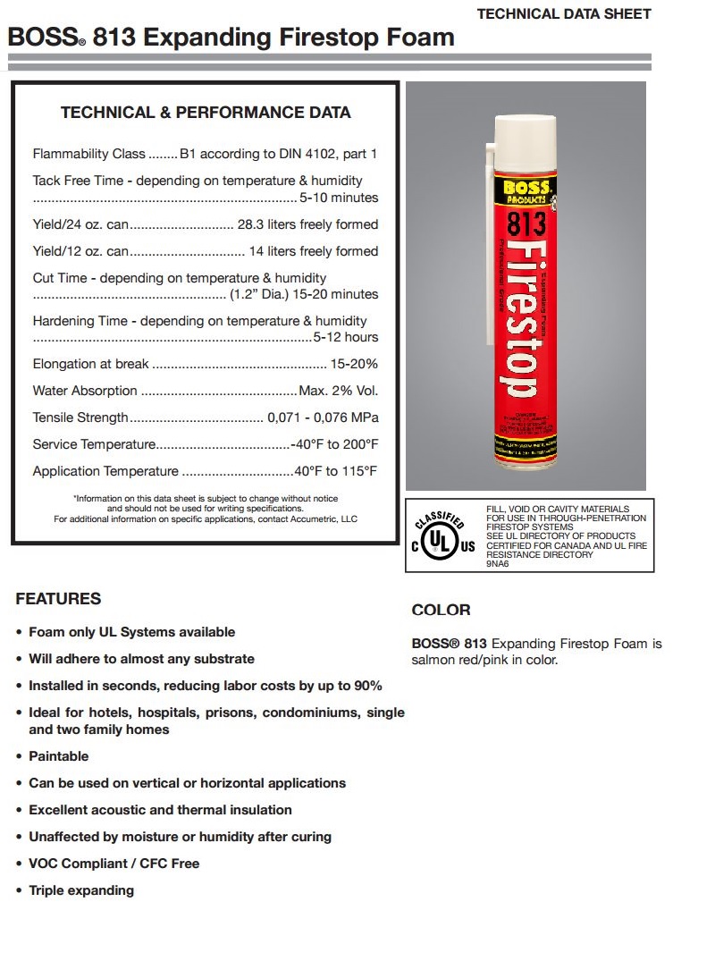 BOSS 813 Expanding Firestop Foam - Techno Builders Group
